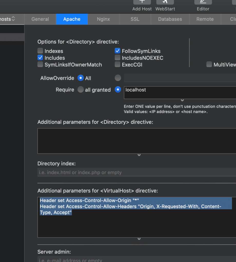 Access-Control-Allow-Origin：MAMPでの設定