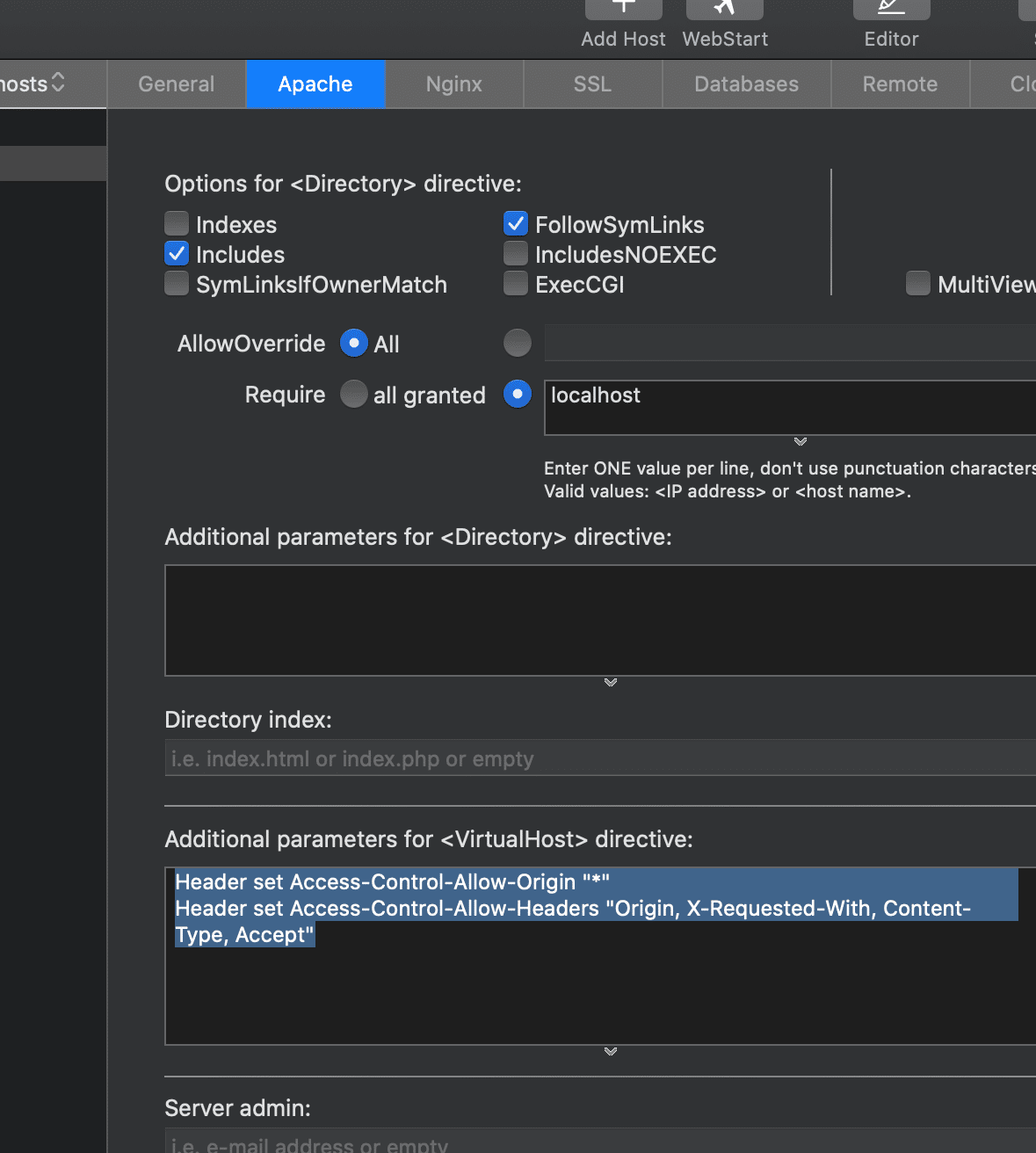 Access-Control-Allow-Origin：MAMPでの設定